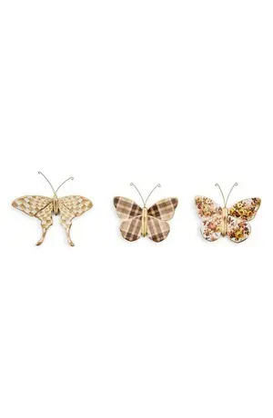 MACKENZIE-CHILDS Set Of 3 Assorted Butterfly Wall Decor - Mocha