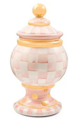 MACKENZIE-CHILDS Check Ceramic Globe Canister - Rosy