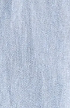 Bugatchi Orson Shaped Fit Short Sleeve Linen Button-up Shirt - Sky