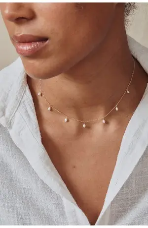 SET & STONES Meri Freshwater Pearl Chain Necklace - Gold