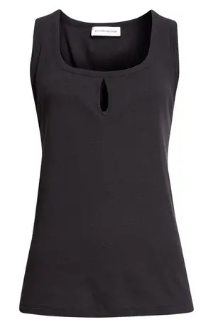 Victoria Beckham Split Cotton & Linen Jersey Tank - Black