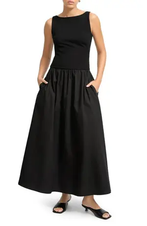 MARCELLA Gillian Mixed Media A-line Dress - Black
