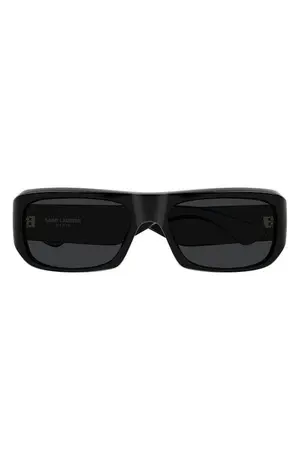 Saint Laurent Polarized Rectangular Sunglasses - Black