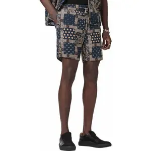 John Varvatos Daryl Patchwork Linen Drawstring Shorts