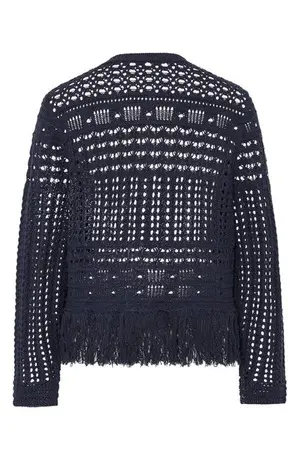 MILLY Beaded Fringe Cardigan