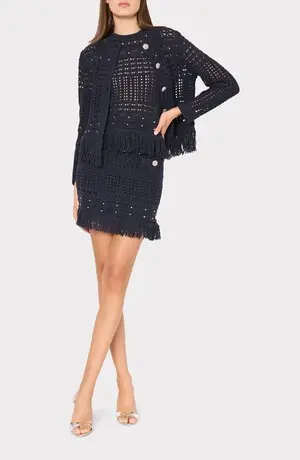 MILLY Beaded Fringe Cardigan