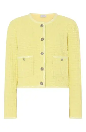 MILLY Sade Textured Cardigan - Lt Yellow