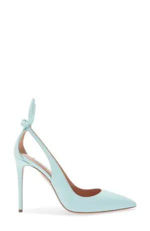 AQUAZZURA Bow Tie Pointed Toe Pump - Seabreeze