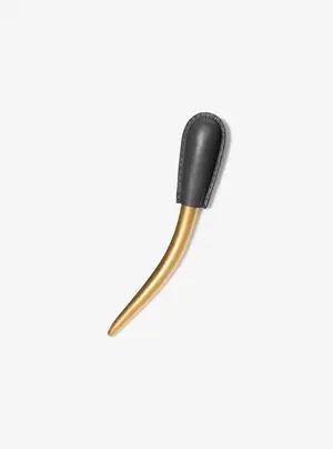Michael Kors Leather Wrapped Brass Hair Pin Black