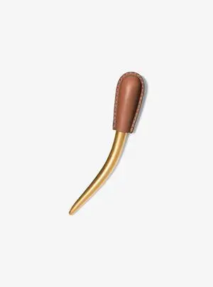 Michael Kors Leather Wrapped Brass Hair Pin Brown