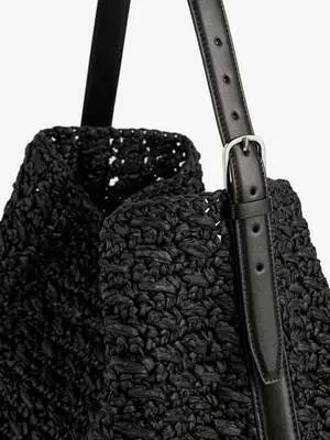 TOTEME Raffia Shoulder Bag - Black