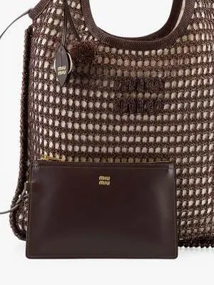 Miu Miu Crochet Mesh Shopping Bag - Brown