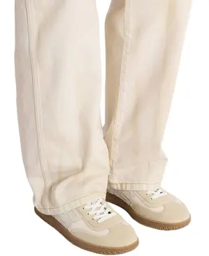 Balmain Swan Trainers In Suede, Aged Suede And Canvas - Beige