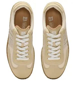 Balmain Swan Trainers In Suede, Aged Suede And Canvas - Beige