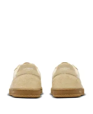 Balmain Swan Trainers In Suede, Aged Suede And Canvas - Beige