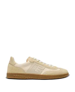 Balmain Swan Trainers In Suede, Aged Suede And Canvas - Beige