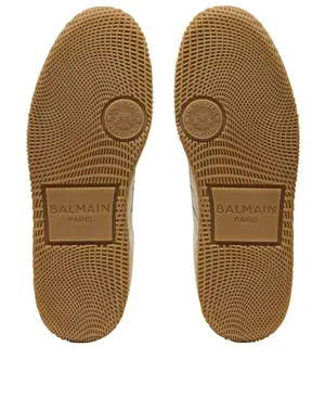 Balmain Swan Trainers In Suede, Aged Suede And Canvas - Beige