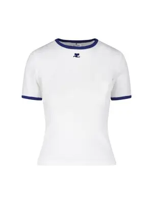 COURREGES Signature Contrast T-shirt - White