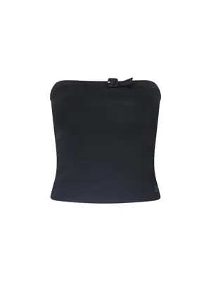 COURREGES Buckle Knit Bustier Top - Black