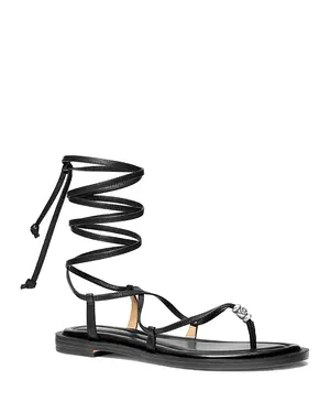 Michael Kors Khloe Flat Thong Sandals With Tie Fastening - Black