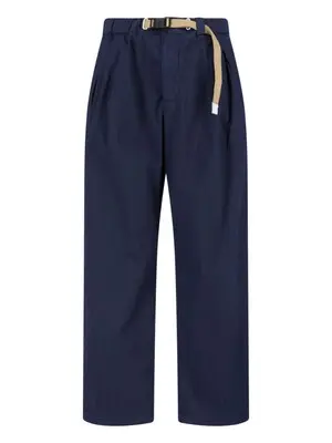 WHITE SAND Wide Leg Cotton Twill Pants - Blue
