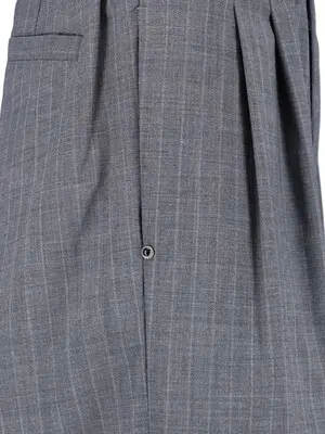 WHITE SAND Pinstripe Wool Pants With Belt - Gray
