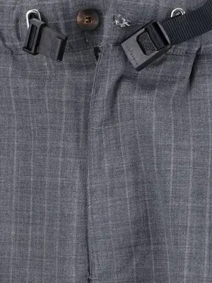 WHITE SAND Pinstripe Wool Pants With Belt - Gray
