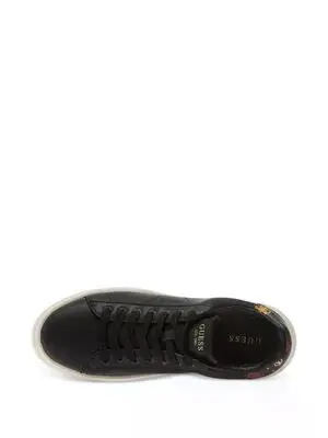 Guess Elbina Logo-print Leather Sneakers - Black