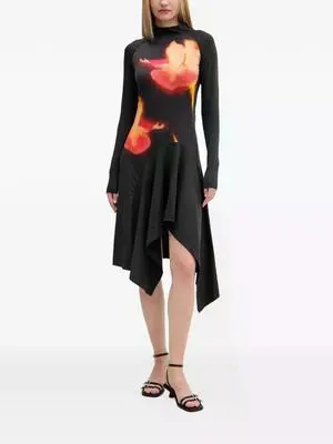 Desigual Floral Print Asymmetric Dress - Black