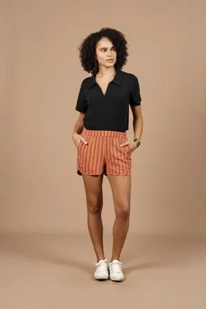 Bridge & Burn Luca Track Short - Rust Stripe