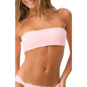 PQ SWIM Stella Embroidered Bandeau Bikini Top