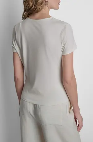 Dkny Twist Neck Cotton Blend Top