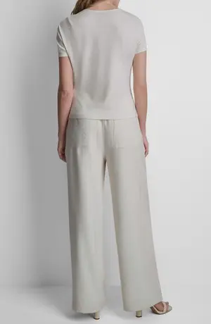 Dkny Twist Neck Cotton Blend Top - Coconut