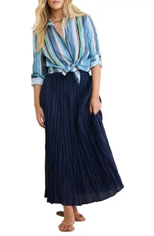 NZ BY NIC AND ZOE Stripe Cotton Button-up Shirt - Blue Multi