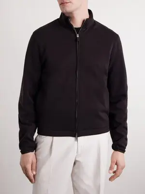 Zegna Honeycomb-knit Cotton, Wool And Silk-blend Zip-up Sweater