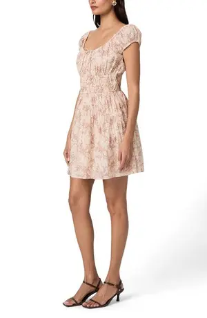 Paige Rosewood Shirred Bodice Cotton Mini Sundress - Bone/sunset
