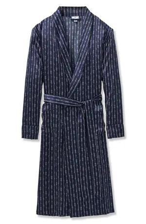 PETITE PLUME Nautical Stripe Mulberry Silk Robe