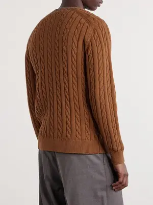 BEAMS Cable-knit Cotton Sweater - Brown
