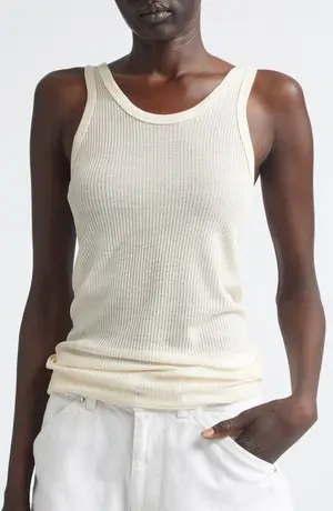 LEMAIRE Ribbed Scoop Neck Tank - Jasmine