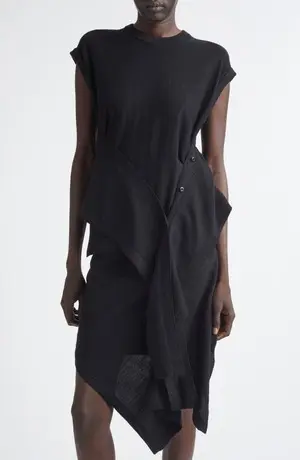 LEMAIRE Button Drape Merino Wool Blend Top - Black