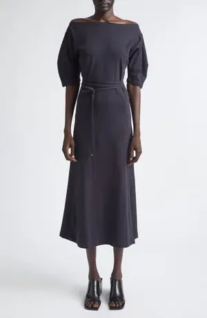 LEMAIRE Cotton & Linen Jersey Midi Dress - Urchin