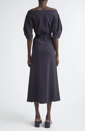 LEMAIRE Cotton & Linen Jersey Midi Dress - Urchin