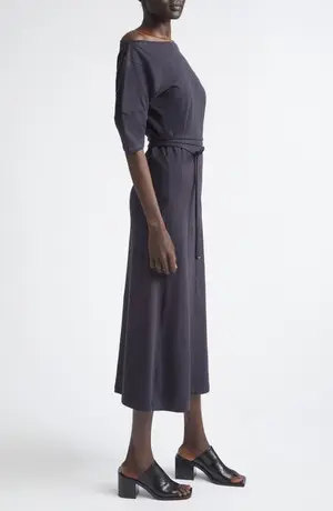 LEMAIRE Cotton & Linen Jersey Midi Dress - Urchin