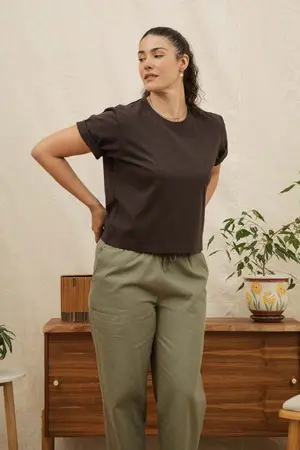 Bridge & Burn Recycled Boxy Tee - Truffle