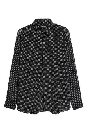 TOM FORD Crêpe De Chine Polka Dot Classic Fit Shirt - Black/white