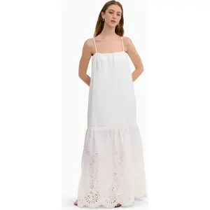 Rebecca Taylor Brielle Poplin Eyelet Maxi Dress - Ivory