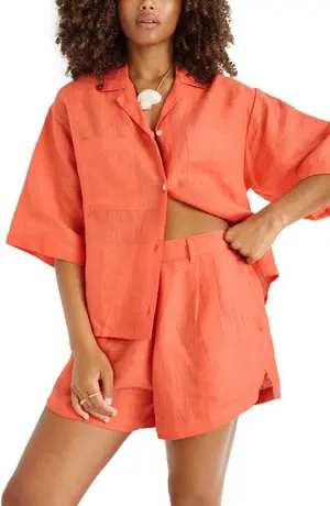 Vitamin A® Rowan Resort Linen Shirt - Coral