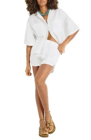 Vitamin A® Rowan Resort Linen Shirt - White