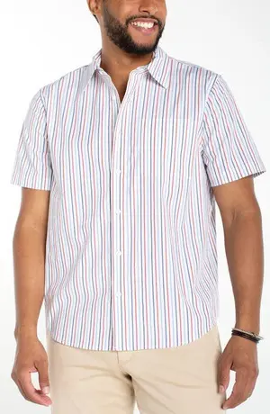 LIVERPOOL Short Sleeve Stretch Cotton Button-up Shirt