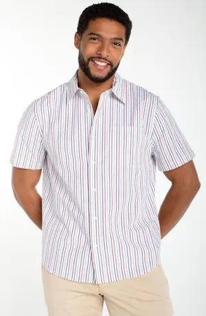 LIVERPOOL Short Sleeve Stretch Cotton Button-up Shirt